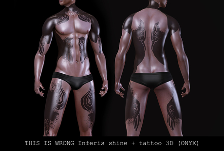 Second Life Marketplace - THIS IS WRONG Inferis shine+tattoo ONYX - male pack